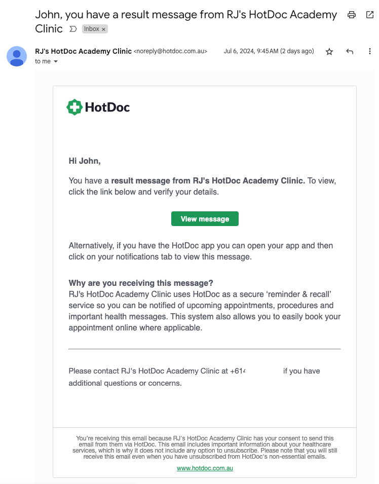 How to verify a health message or result message? – HotDoc Help